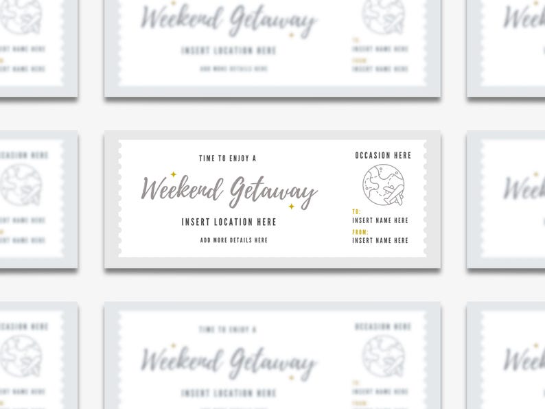 Editable Weekend Getaway Coupon Template, Custom Surprise Hotel ...