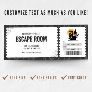 Editable Halloween Escape Room Coupon, Custom Spooky Escape Room Ticket ...
