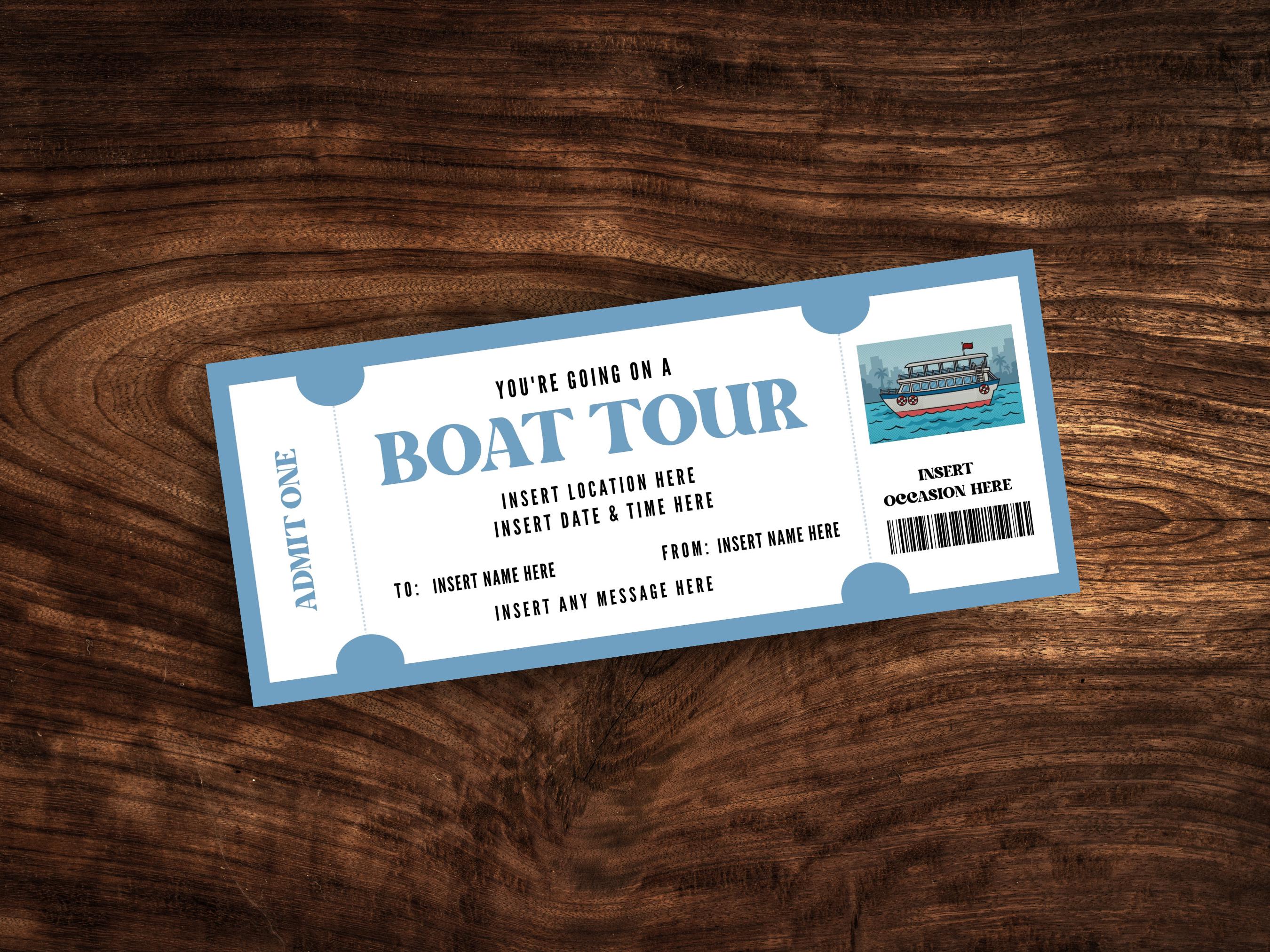 Editable Boat Tour Ticket Template, Printable River Boat Tour Boarding ...