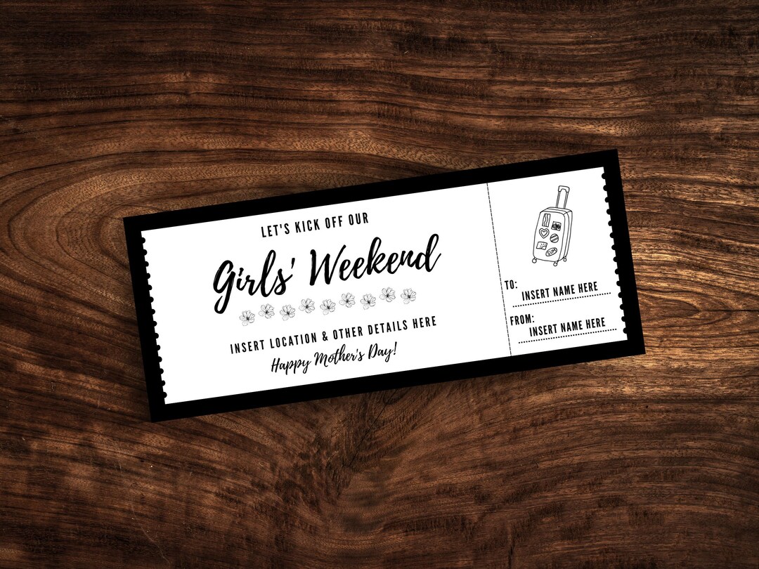 Editable Girls Trip Coupon, Girls Weekend Away Mother's Day Gift ...