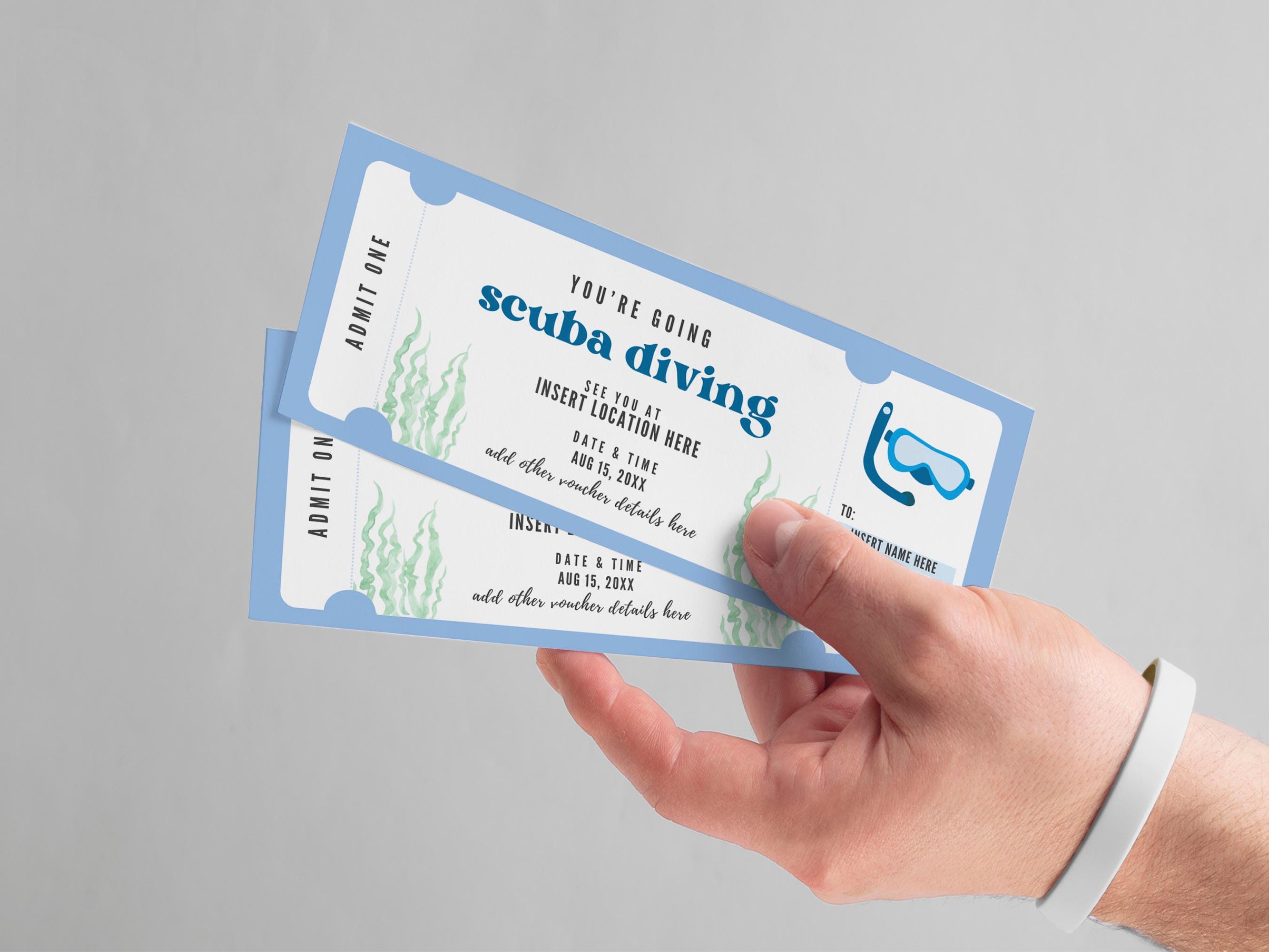 Editable Scuba Diving Lesson Coupon, Custom Scuba Diving Ticket ...