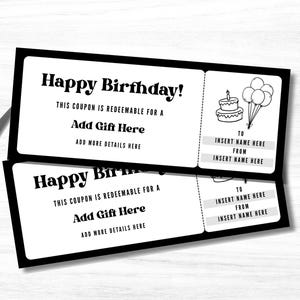 Editable Birthday Gift Certificate Template, Custom Happy Birthday Gift ...