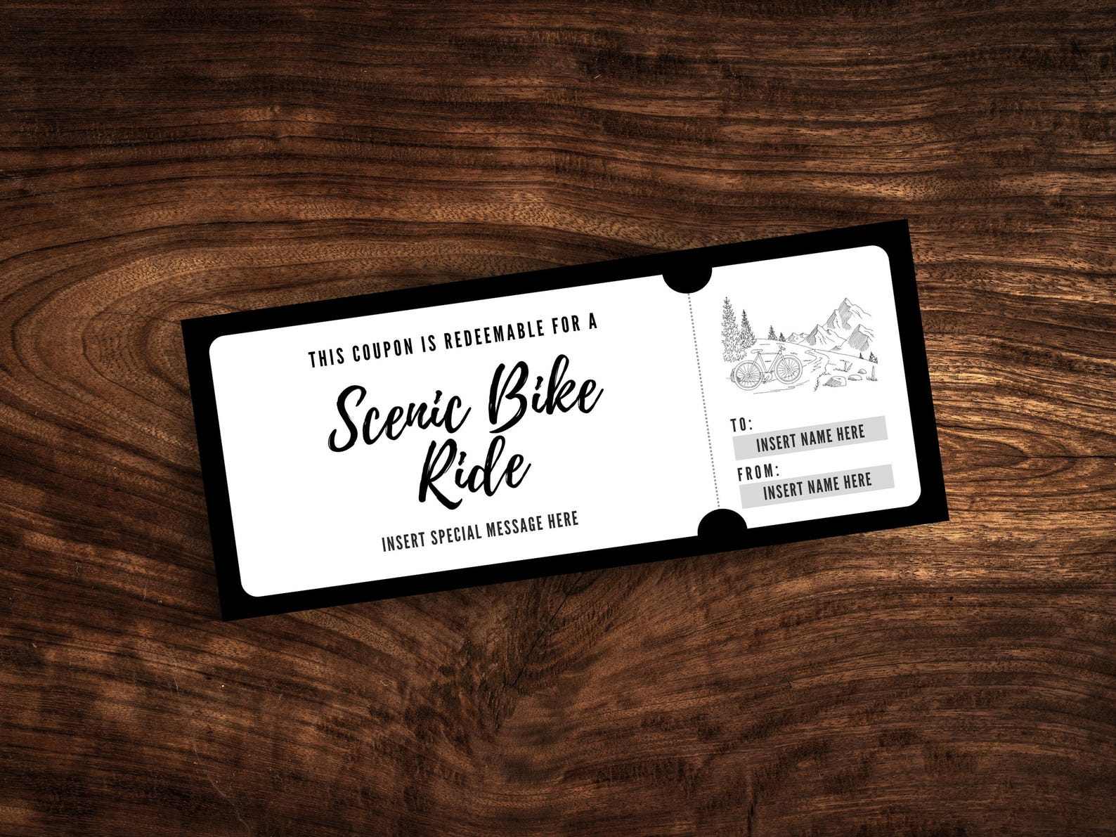 Editable Scenic Bike Ride Coupon Template, Custom Bicycle Ride Voucher ...