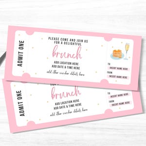 Editable Brunch Ticket Template, Custom Brunch Invitation, Printable ...