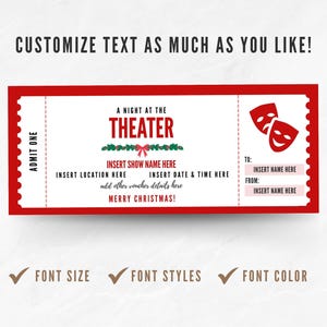 Custom Theater Ticket Template, Printable Play Show Ticket Coupon ...