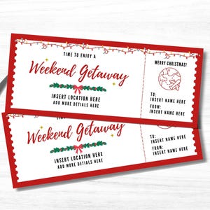 Editable Christmas Weekend Getaway Coupon Template, Custom Surprise ...