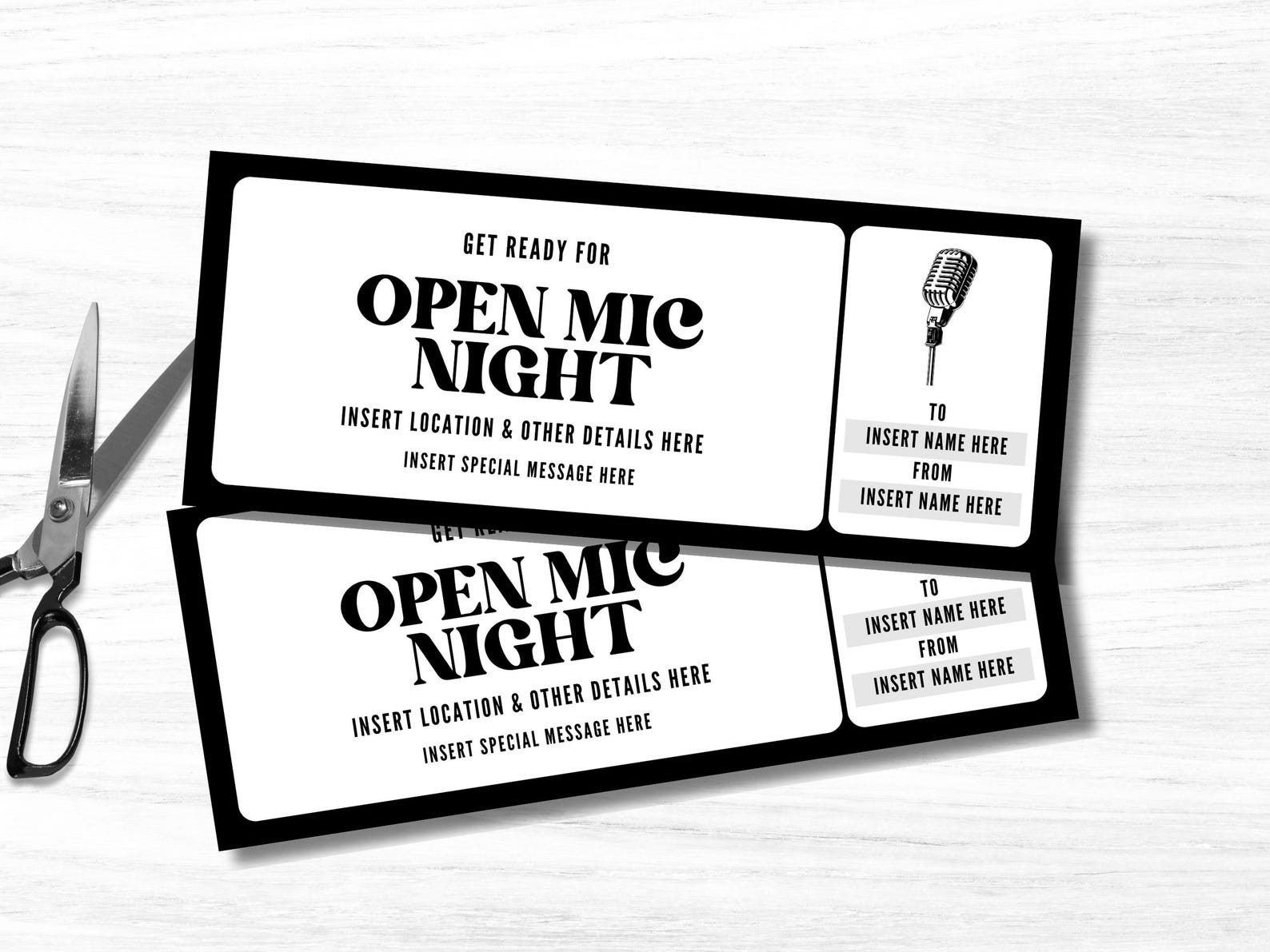 Custom Open Mic Night Ticket Template, Printable Open Mic Event Coupon ...