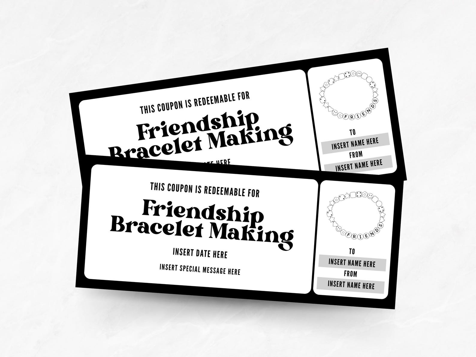 Printable Friendship Bracelet Making Night Coupon, Editable Friendship ...