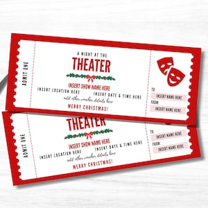 Custom Theater Ticket Template, Printable Play Show Ticket Coupon ...