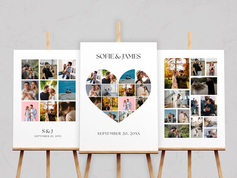 Editable Couples Photo Collage Template, Custom Wedding Photo Collage ...