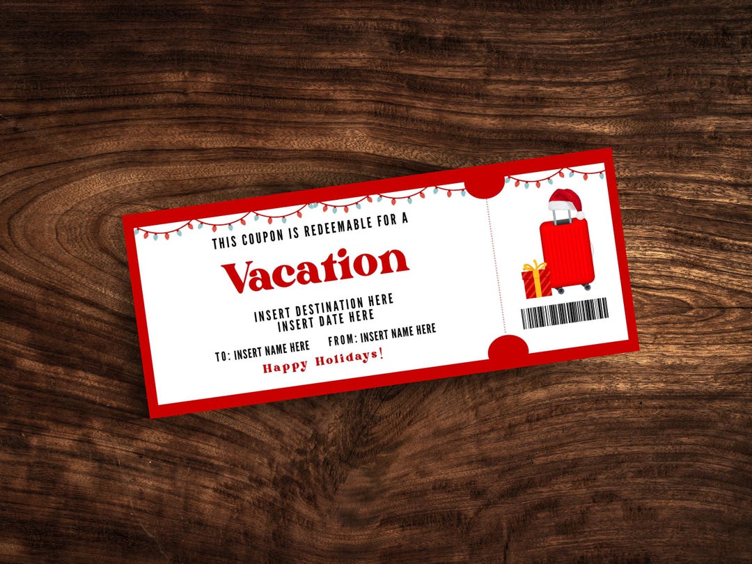 Editable Christmas Vacation Coupon Template, Custom Surprise Trip ...