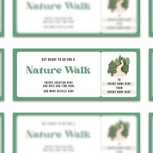 Editable Nature Walk Coupon, Custom Wilderness Nature Hike Gift ...