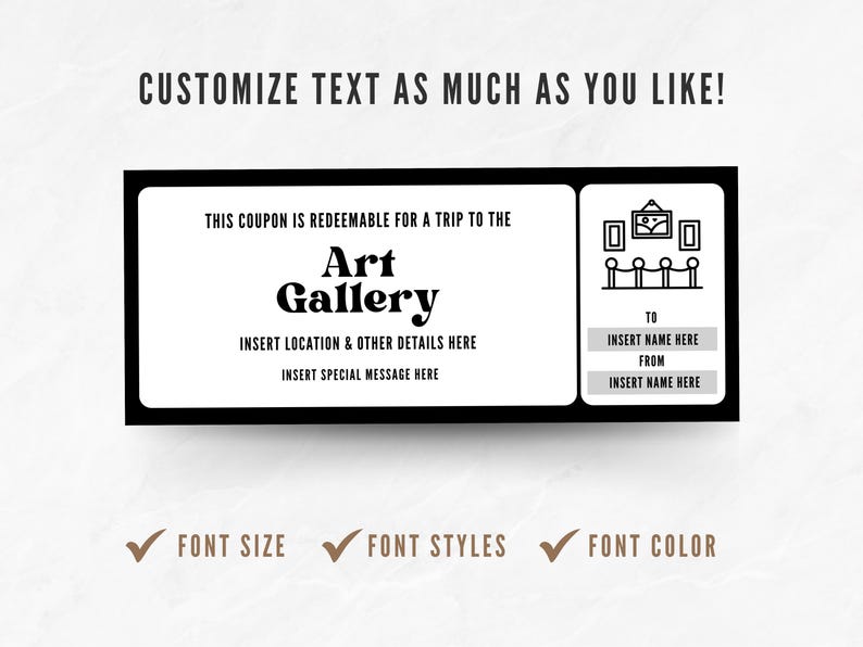Custom Art Gallery Ticket Template, Printable Art Museum Coupon ...