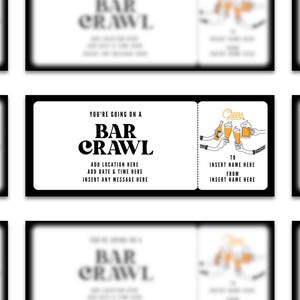 Printable Bar Crawl Coupon Template, Editable Bar Crawl Drink Ticket ...