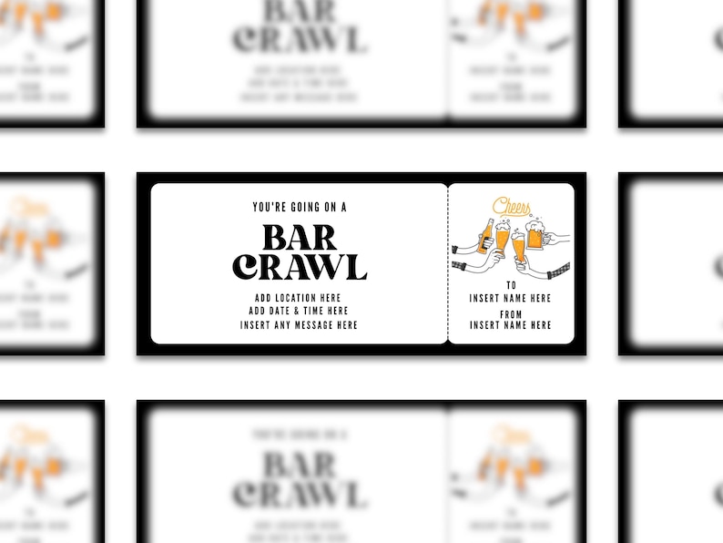 Printable Bar Crawl Coupon Template, Editable Bar Crawl Drink Ticket ...