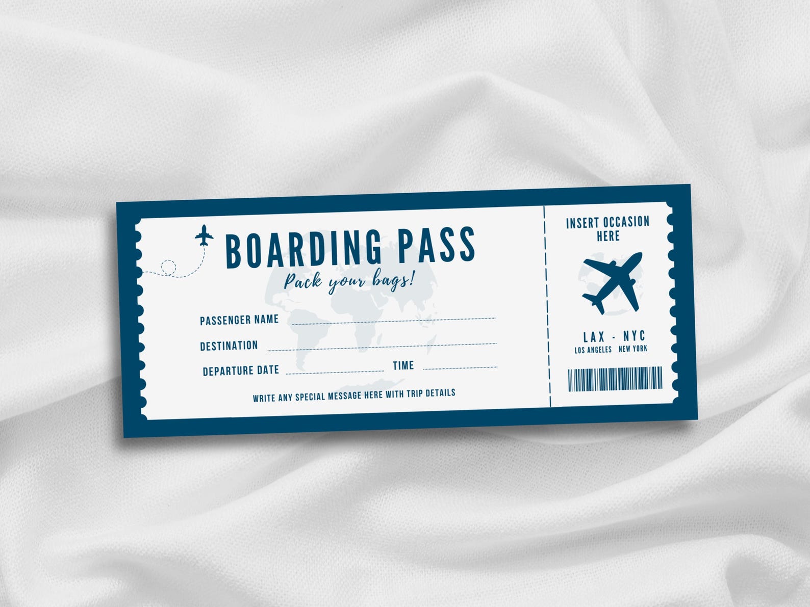 Editable Boarding Pass Template, Printable Plane Ticket Coupon ...