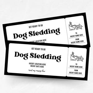 Editable Dog Sledding Ticket Template, Custom Winter Dog Snow Sledding ...