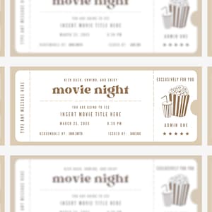 Editable Movie Night Coupon, Custom Movie Voucher, Digital Ticket ...