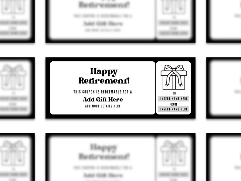 Editable Retirement Gift Certificate Template, Custom Happy Retirement ...