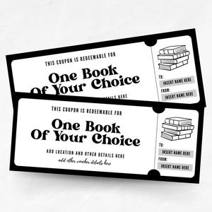 Custom One Book of Your Choice Coupon Template, Printable Book Coupon ...