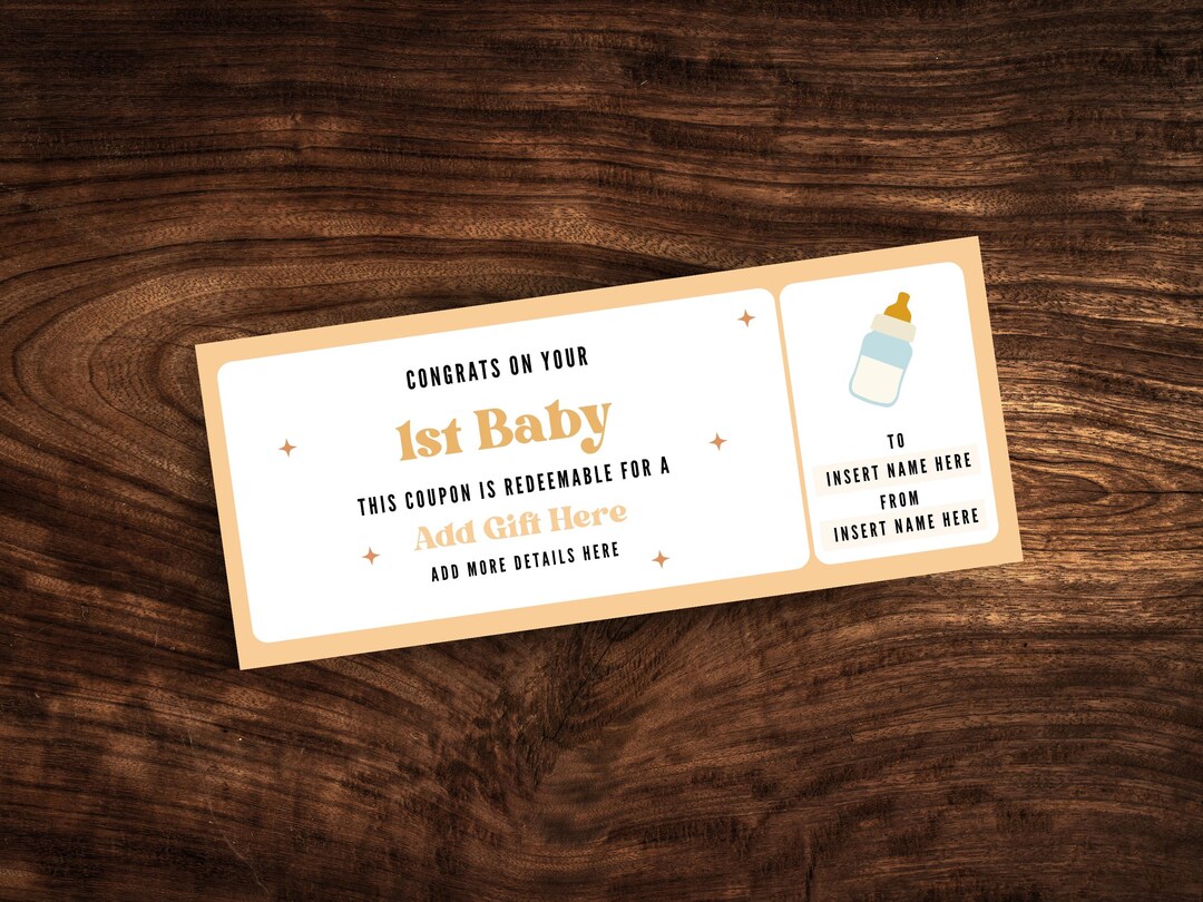 Editable 1st Baby Gift Certificate Template, Custom Happy First Born ...