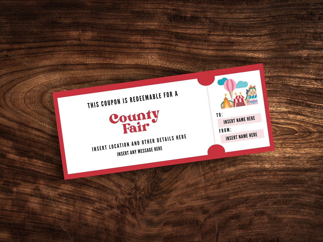 Custom County Fair Ticket Template, Editable County Fair Coupon ...