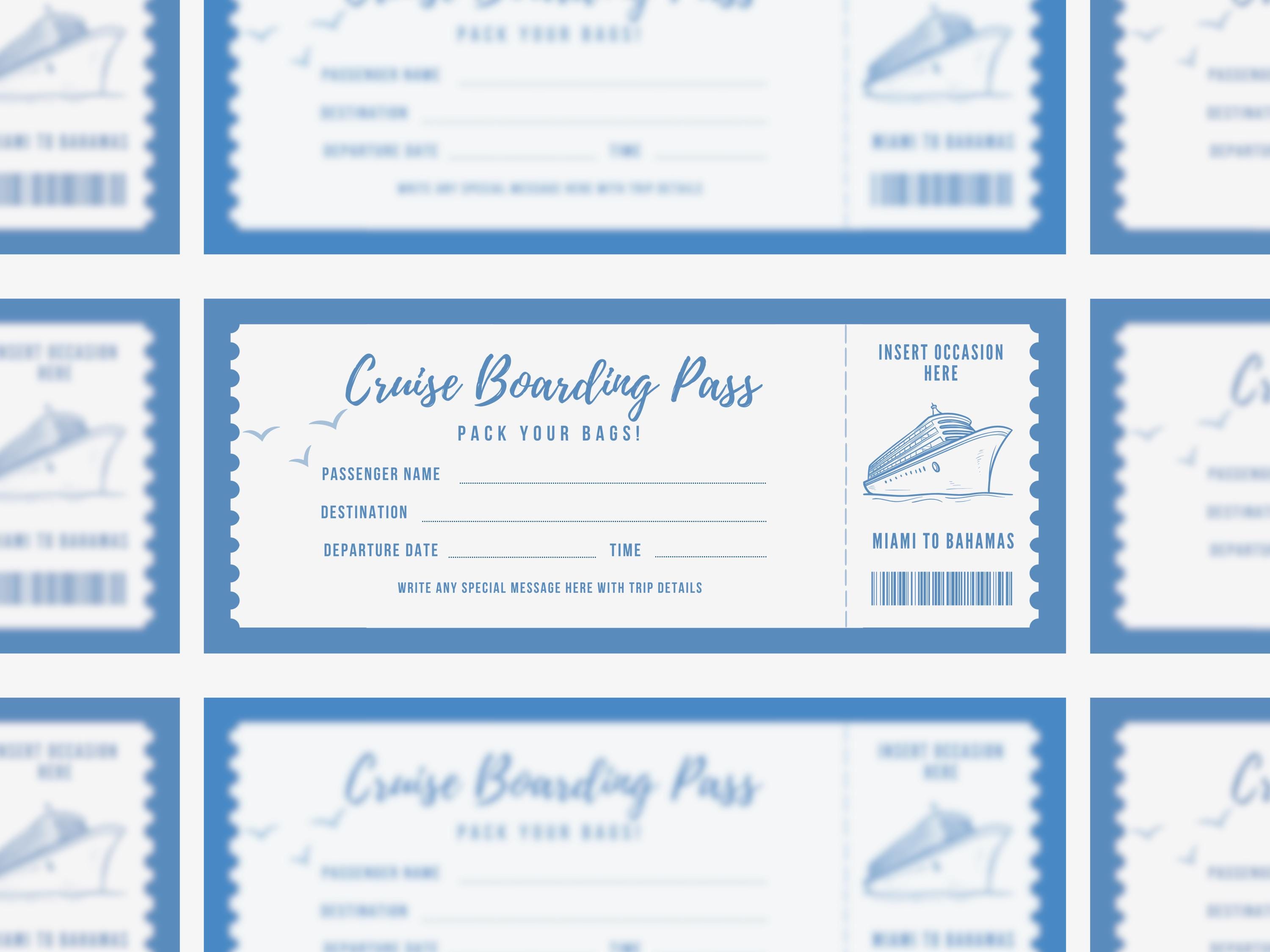 Editable Cruise Ticket, Cruise Boarding Pass Coupon, Personalized ...