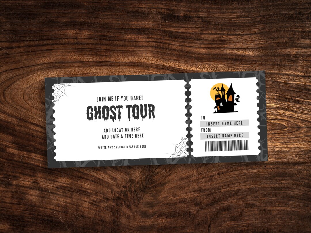 Editable Ghost Tour Coupon, Custom Spooky Ghost Tour Ticket Template ...