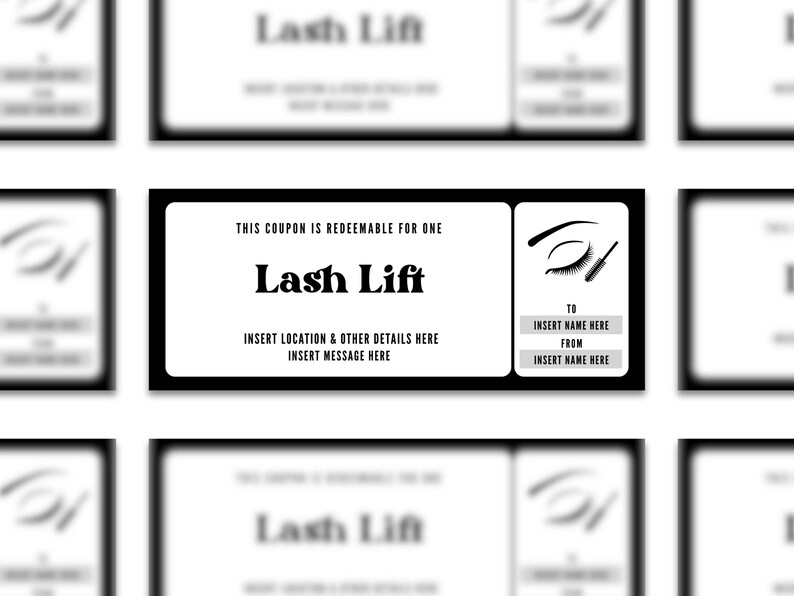 Editable Lash Lift Coupon Template, Custom Eyelash Lift Gift ...
