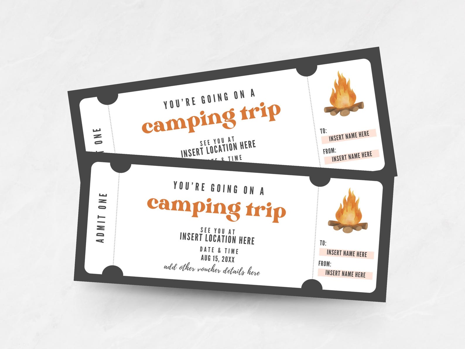 Editable Camping Trip Coupon, Custom Camping Adventure Gift Certificate ...