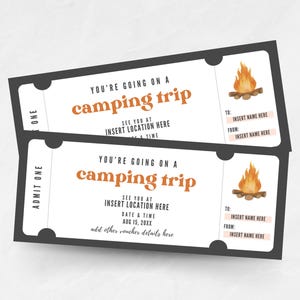 Editable Camping Trip Coupon, Custom Camping Adventure Gift Certificate ...
