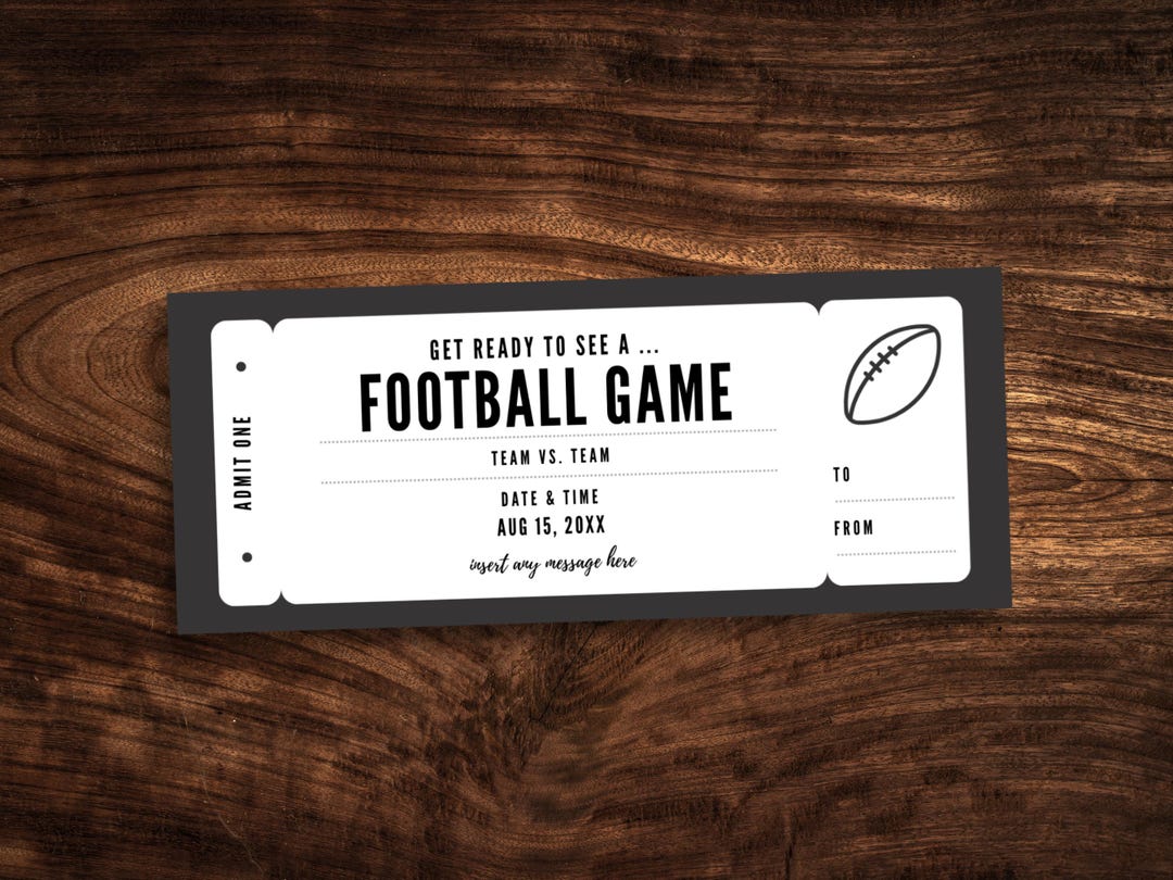 Editable Football Game Ticket Template, Printable Football Ticket ...