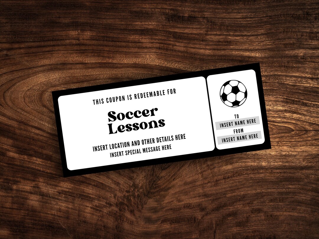 Editable Soccer Lessons Coupon, Custom Soccer Training Ticket Template ...