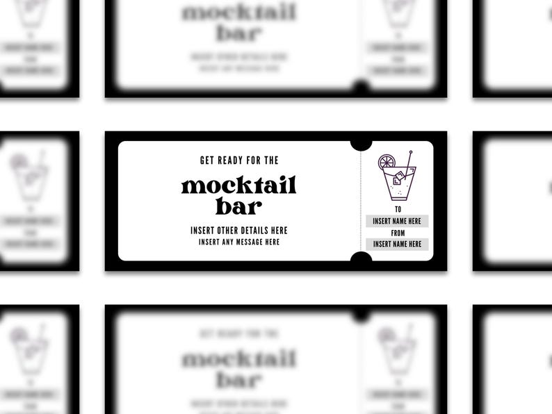 Printable Mocktail Night Coupon Template, Editable Mocktail Happy Hour ...