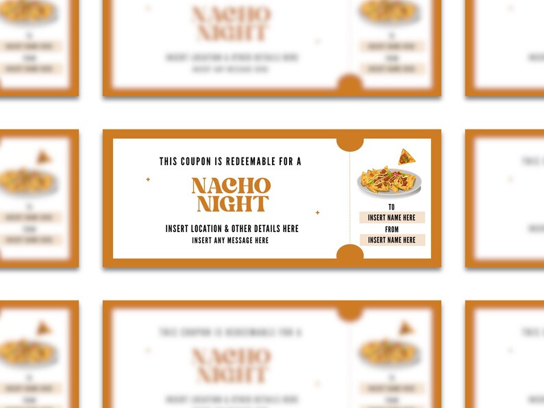 Editable Nacho Night Coupon, Printable Nacho Bar Invitation Template ...