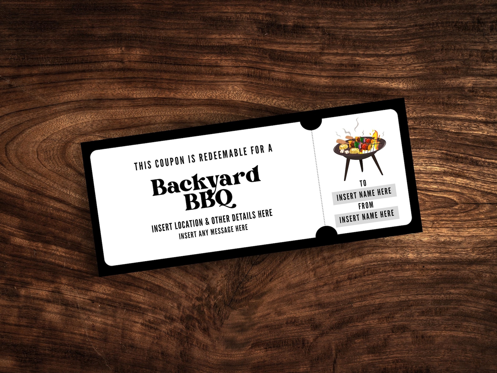 Editable Backyard BBQ Ticket Template, Printable Outdoor Barbeque ...