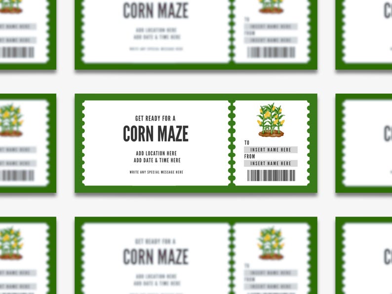 Editable Corn Maze Coupon, Custom Corn Maze Ticket Template, Printable ...
