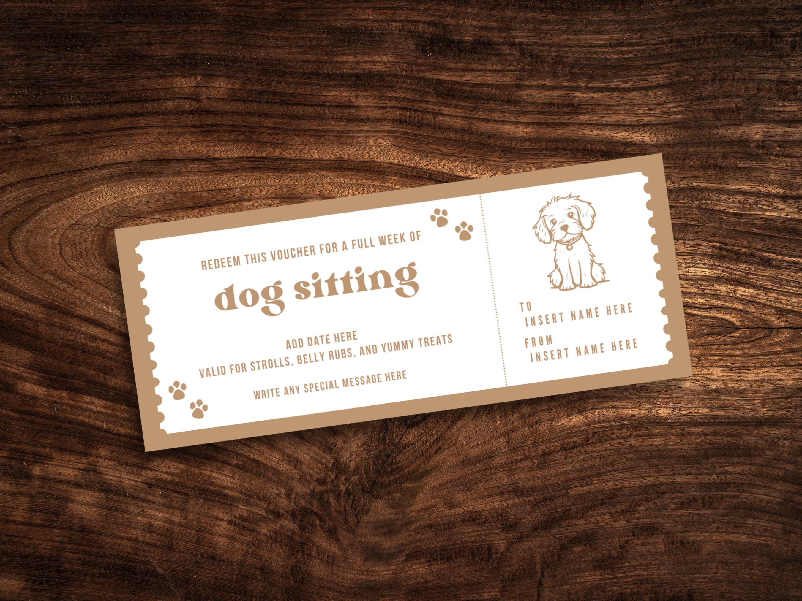 Editable Dog Sitting Coupon Template, Custom Dog Watching Ticket ...