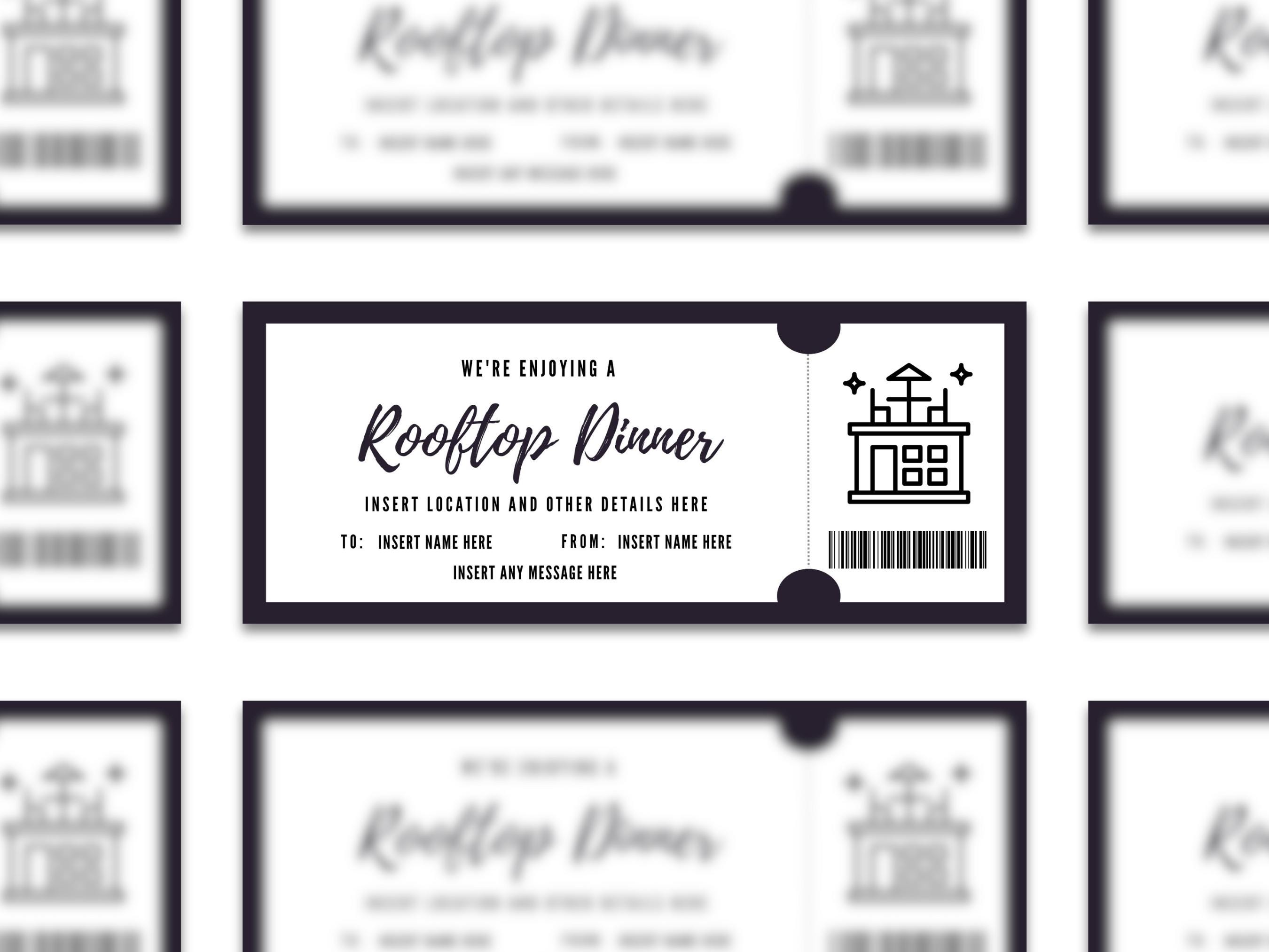 Printable Rooftop Dinner Coupon Template, Editable Rooftop Dinner ...