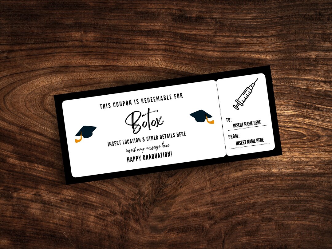 Editable Botox Coupon Template, Custom Botox Graduation Gift ...