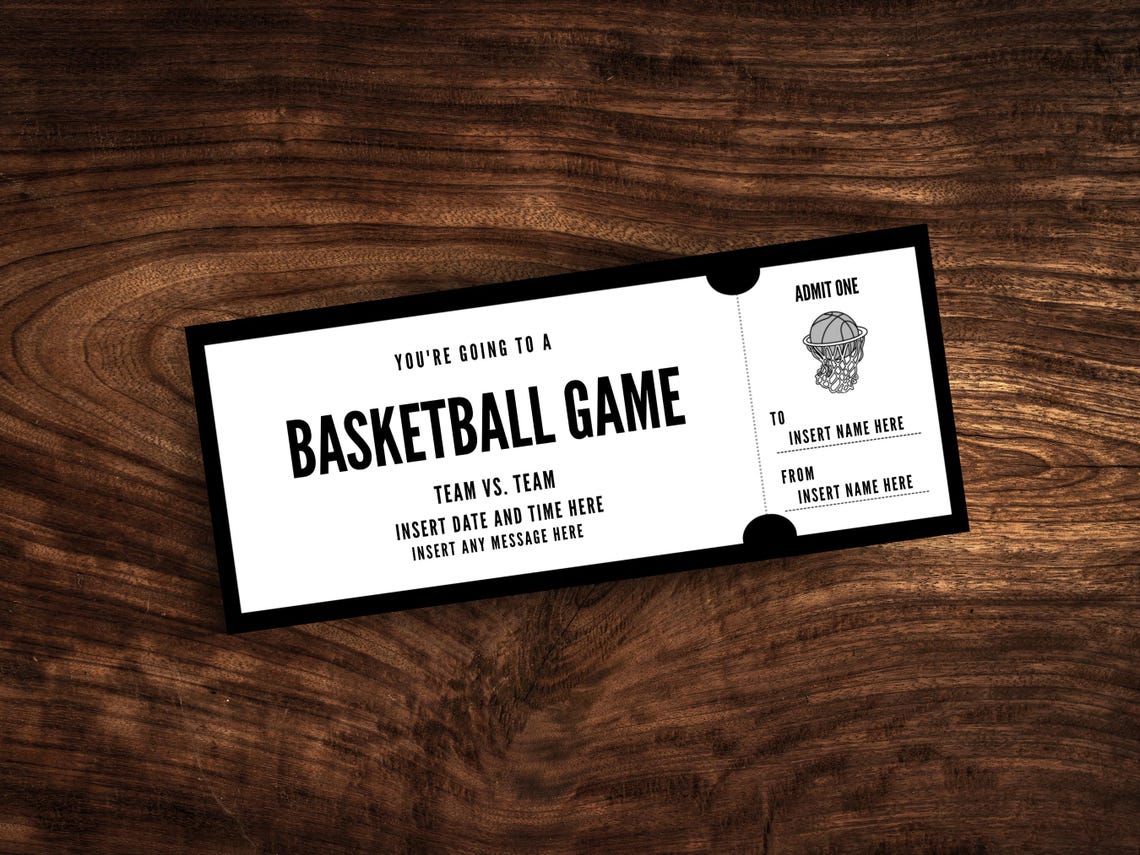 Editable Basketball Game Ticket Template, Printable Basketball Ticket ...