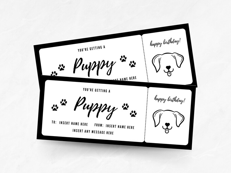 Editable New Puppy Coupon Template, Custom New Dog Ticket Template ...