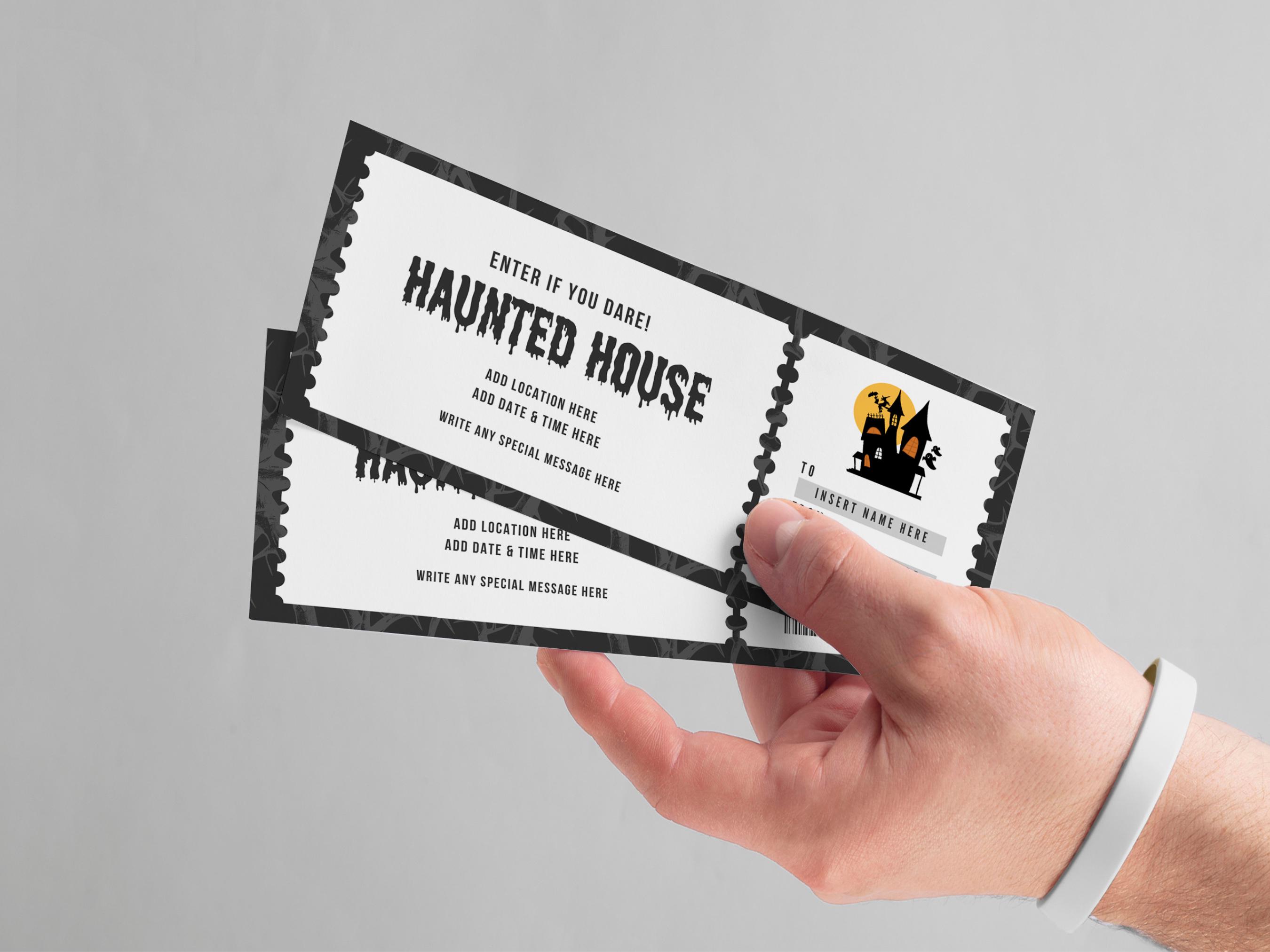 Editable Haunted House Coupon, Custom Haunted House Ticket Template ...