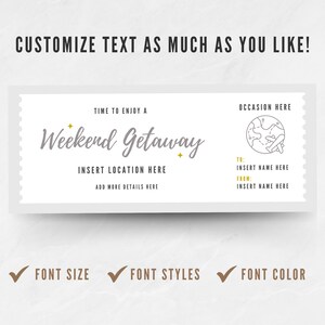 Editable Weekend Getaway Coupon Template, Custom Surprise Hotel ...