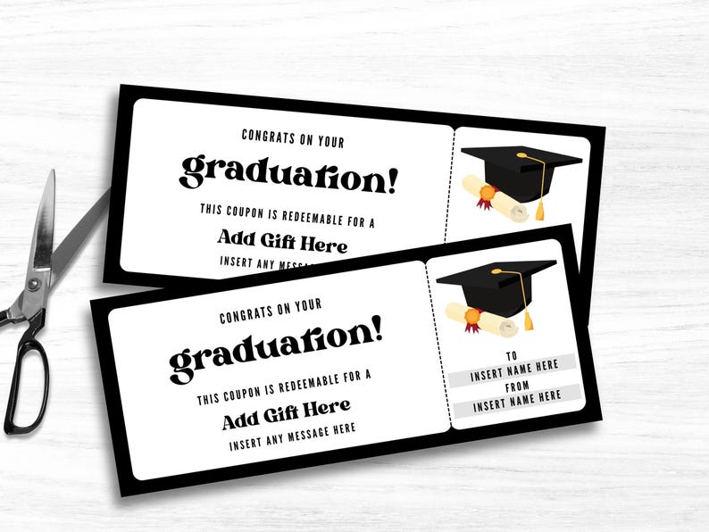 Editable Graduation Gift Certificate Template, Custom College ...