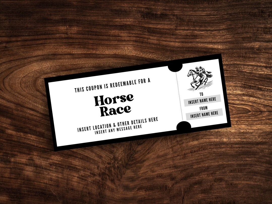 Editable Horse Race Ticket Template, Printable Horseback Riding Show ...