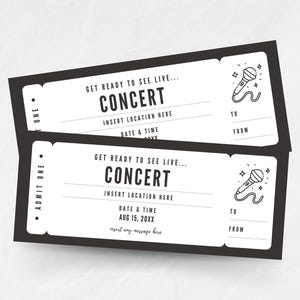 Custom Concert Ticket Template, Printable Concert Ticket, Surprise Gift ...