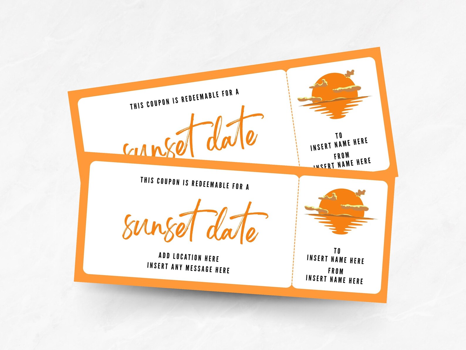 Editable Sunset Date Coupon, Custom Watch the Sunset Gift Certificate ...