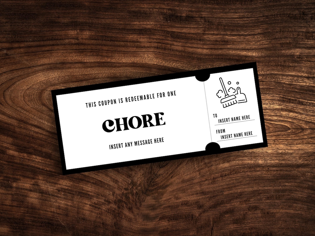 Editable Chore Coupon, Custom Cleaning Service Gift Certificate ...
