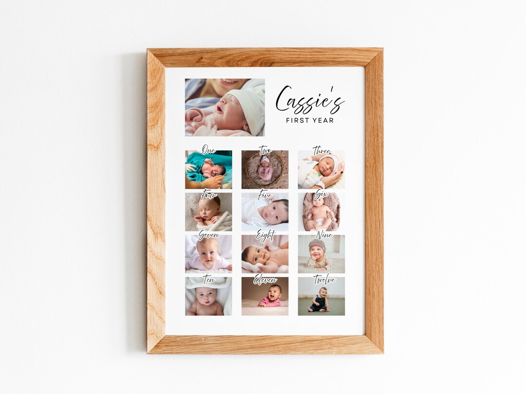 Baby First Year Photo Collage Template, Custom 1st Birthday Keepsake ...